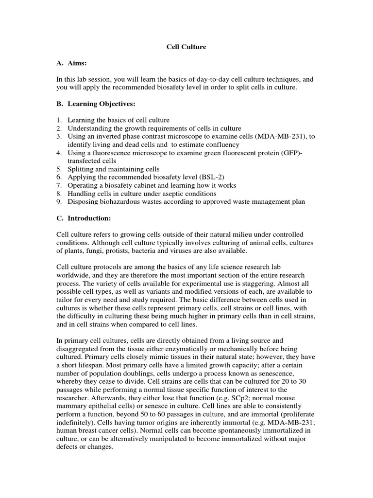 Cell Culture | PDF | Cell Culture | Chemistry
