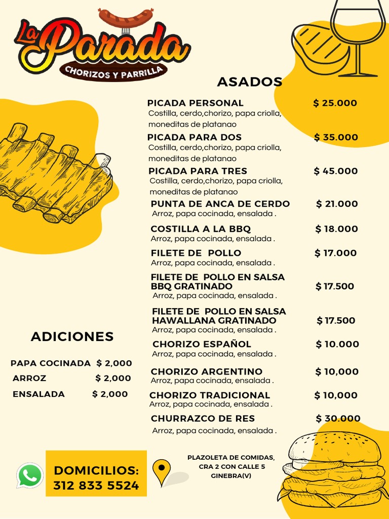 LA PARADA Restaurante | PDF | Hamburguesas | Parilla