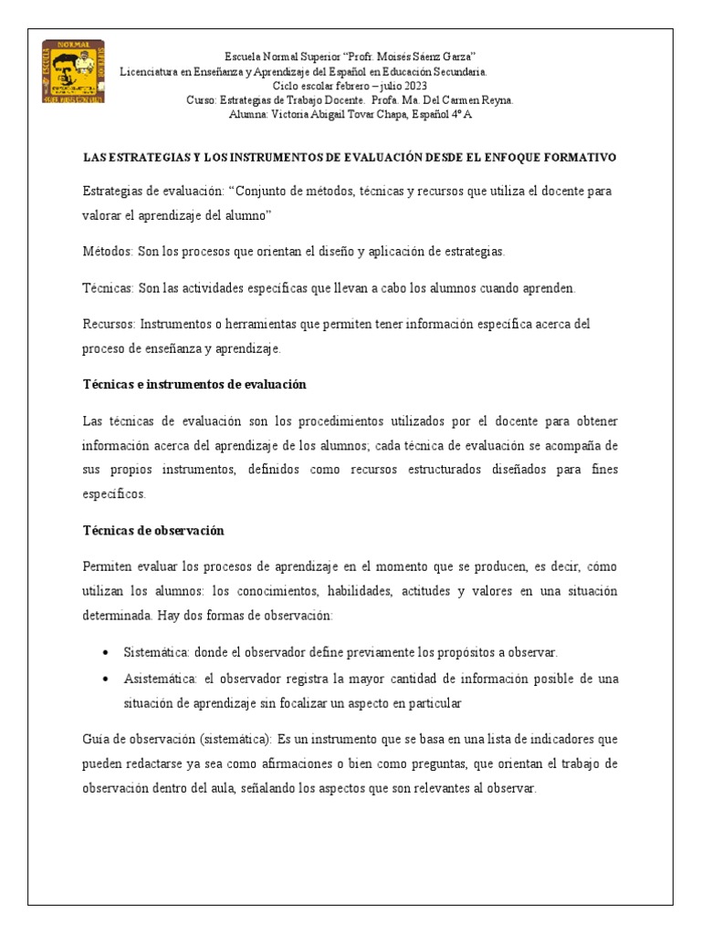 Estrategias e Instrumentos de Evaluación | PDF | Evaluación | Aprendizaje