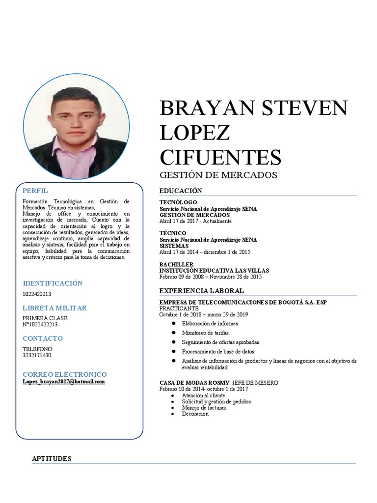 Hoja - de - Vida BRAYAN LOPEZ | PDF | Business