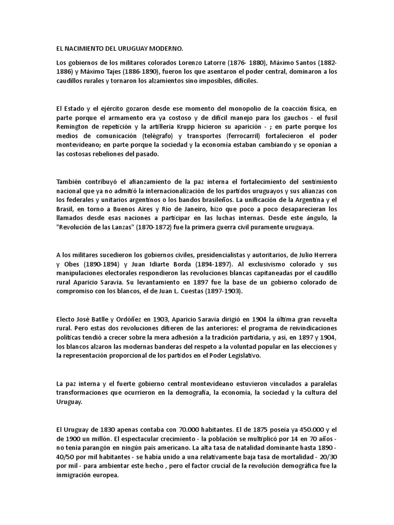 El Uruguay Moderno Pdf Uruguay