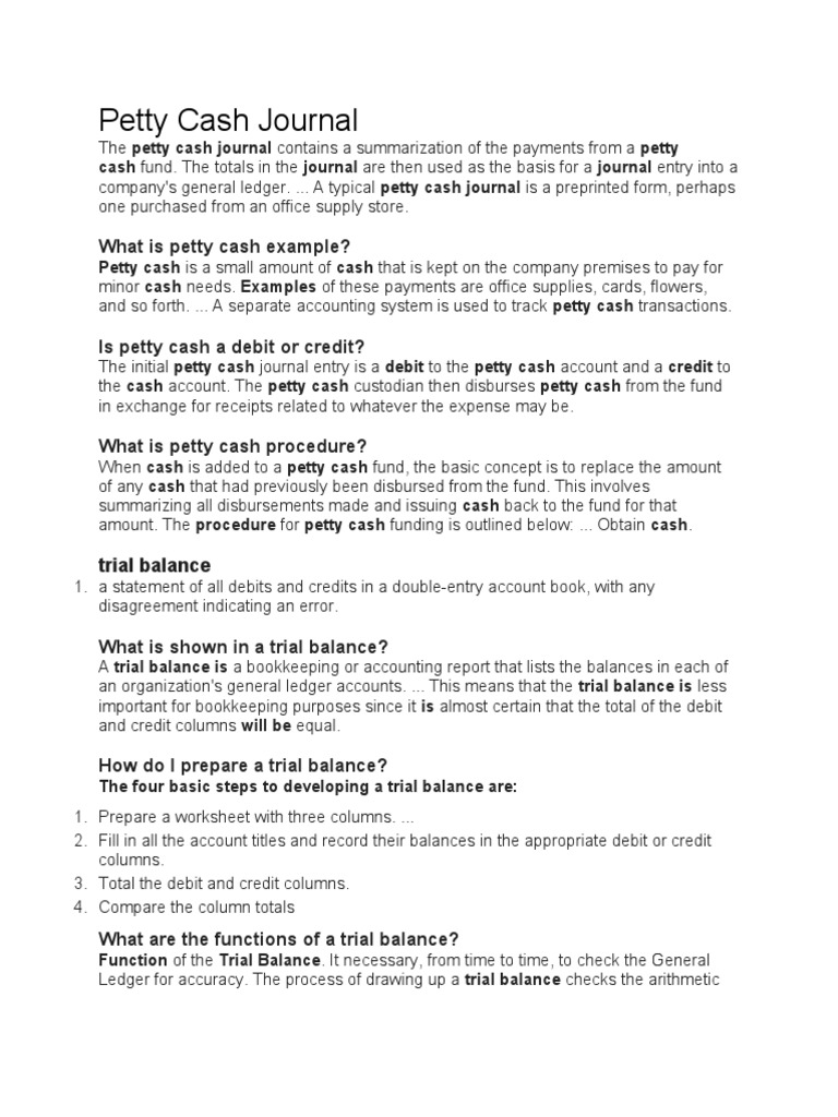 Notes On Petty Cash Journal | PDF