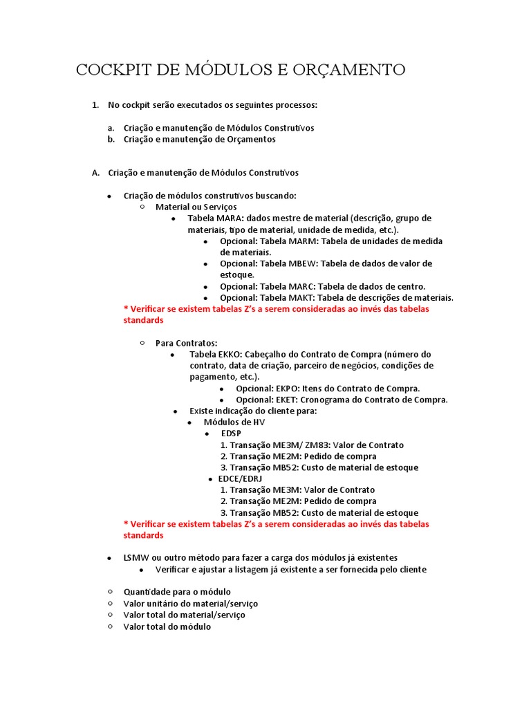 Cockpit de Módulos e Orçamento - Draft 01 | PDF | Business