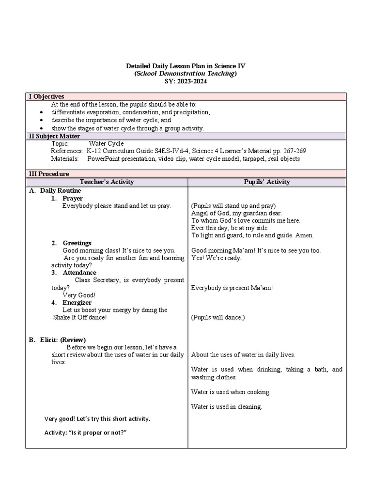 DLP 7Es-WATER-CYCLE | PDF | Water Cycle | Water