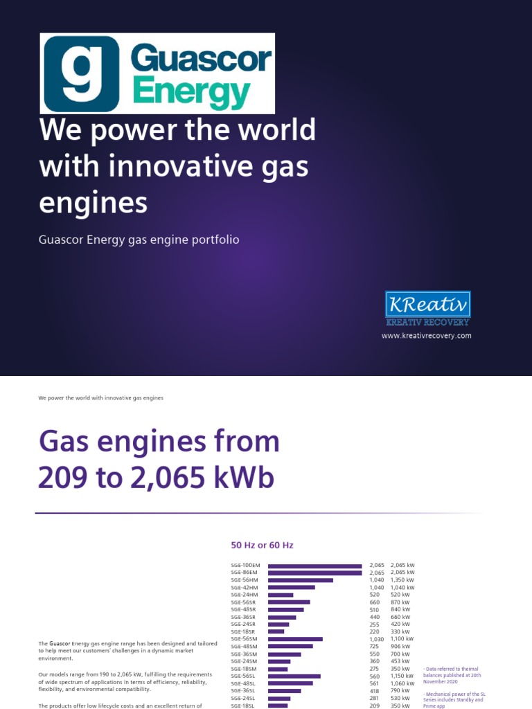 Guascor Gasengines Overview 2023 | PDF | Cogeneration | Internal ...