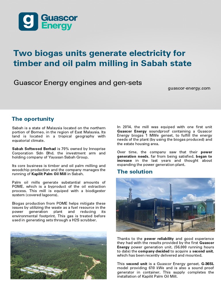 Guascor Energy Kapilit Biogas Plant | PDF | Cogeneration | Biogas