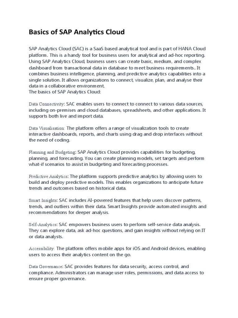 SAP Analytics Cloud | Download Free PDF | Analytics | Cloud Computing