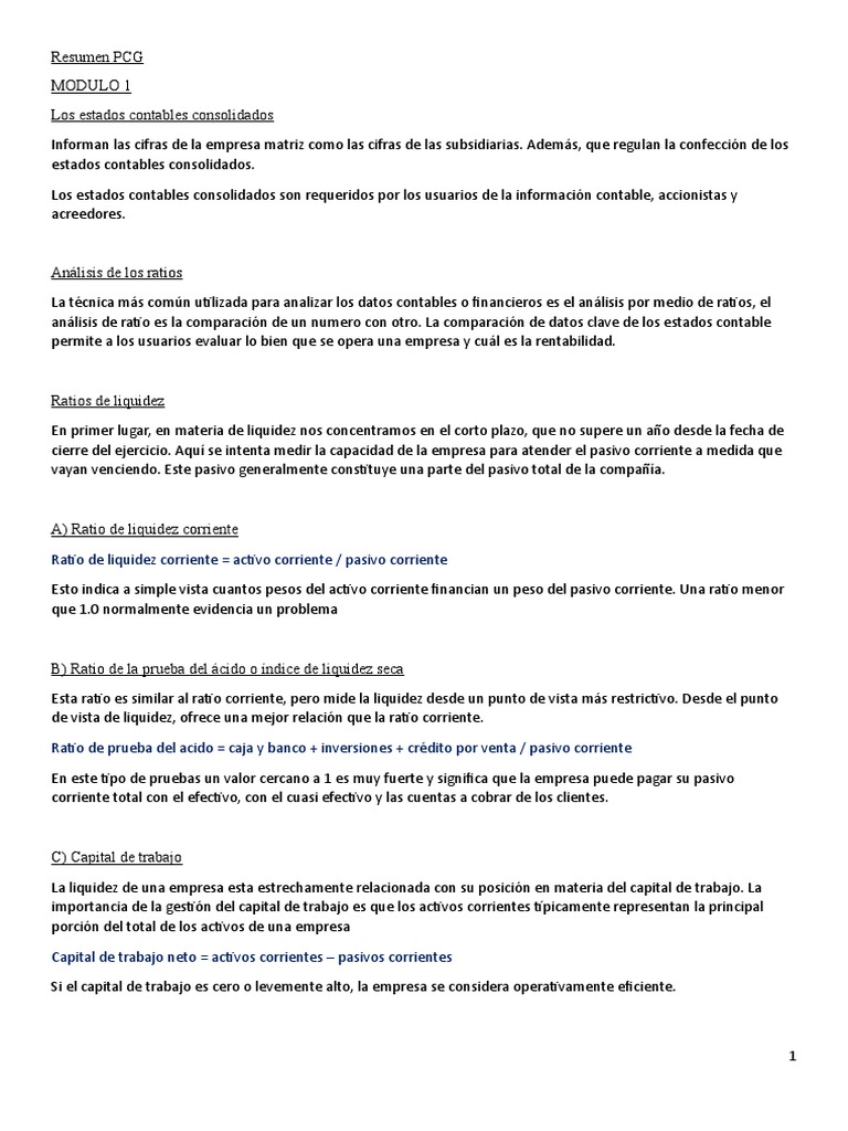 Resumen PCG | PDF | Presupuesto | Liquidez de mercado