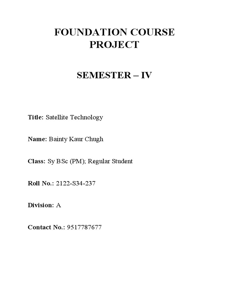 Foundation Course Project | PDF | Communications Satellite | Satellite