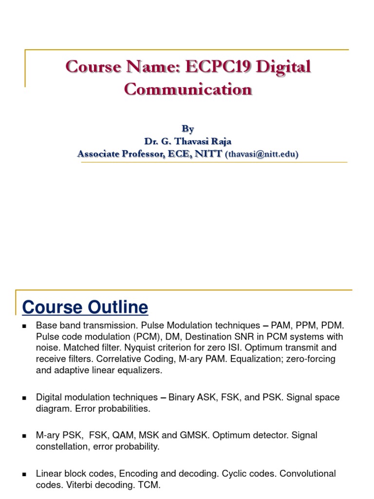 Dig Comm Notes Unit I, II | PDF | Modulation | Digital Signal