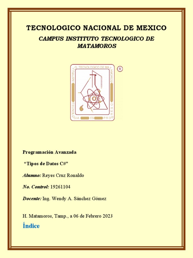 Act1 Tipos De Datos C U1 Descargar Gratis Pdf C Sharp Lenguaje De Programación Tipo De Datos