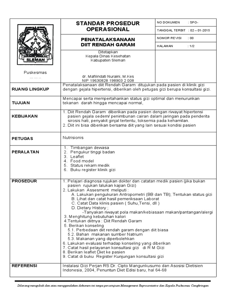 Penatalaksanaan Diit Rendah Garam | PDF