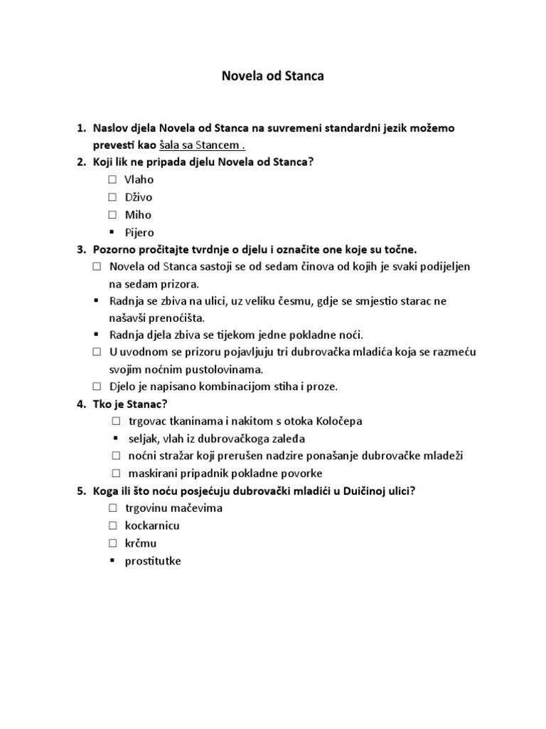 Novela Od Stanca | PDF