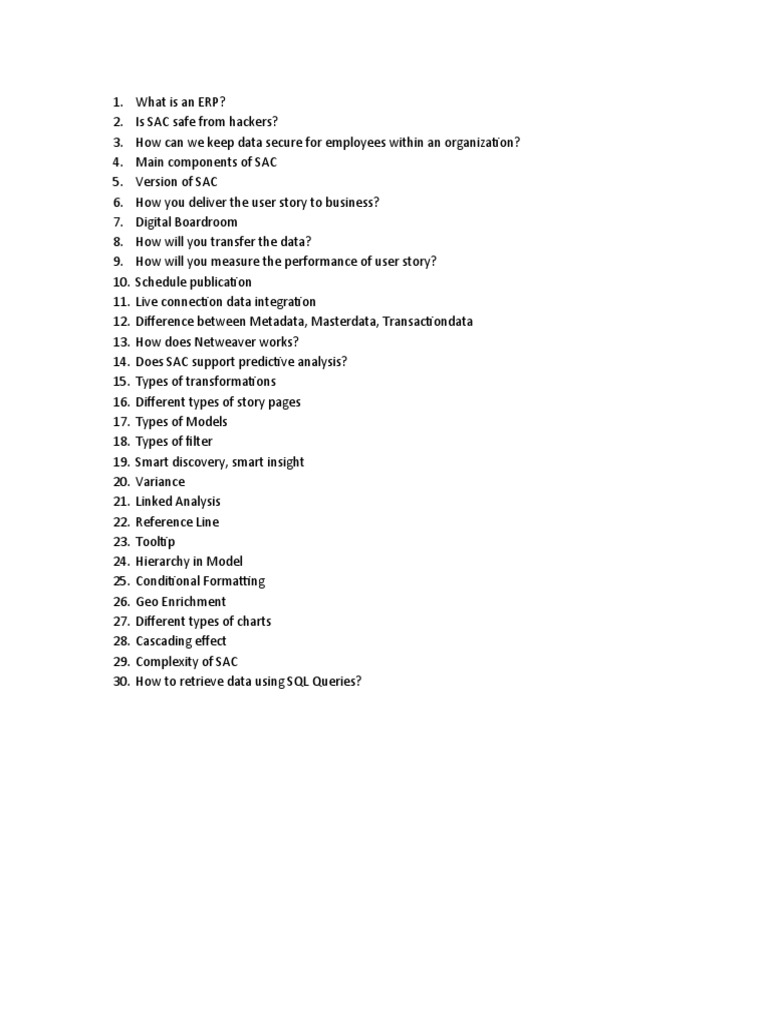 SAC Interview Questions | PDF