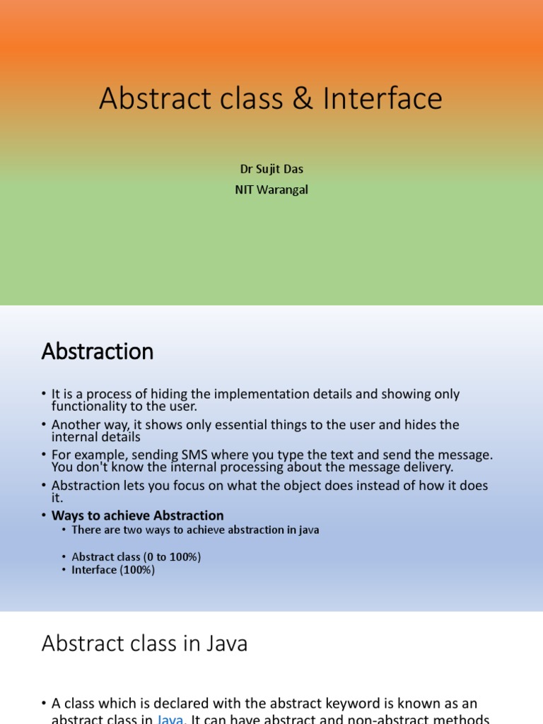 Sd Abstract Class And Interface Pdf Pdf Class Computer Programming Method Computer