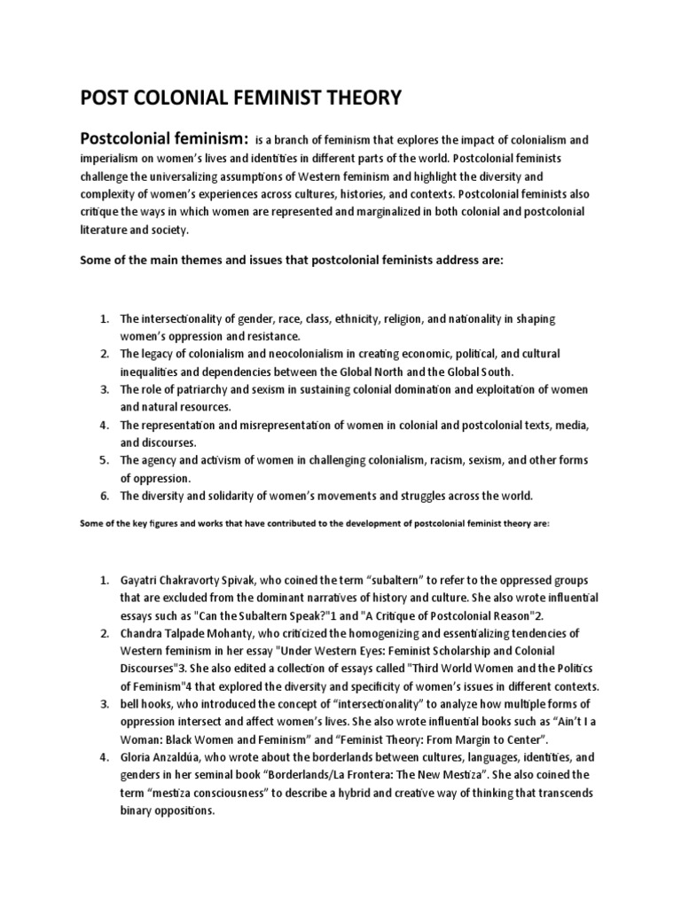 POST COLONIAL F-WPS Office | PDF | Postcolonialism | Women's Studies