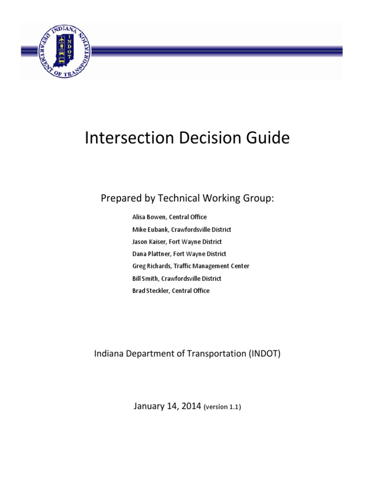INDOT Intersection Decision Guide | PDF | Traffic | Intersection (Road)