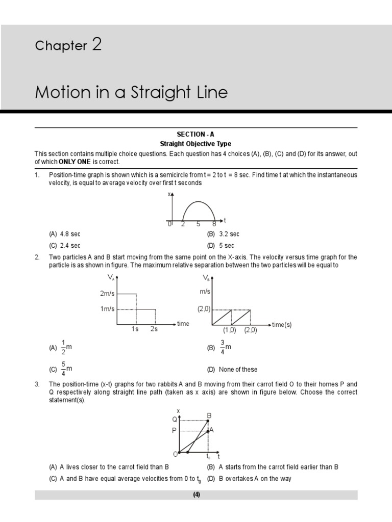 Chapter-2 Motion in A Straight Line (PG 5 - 8) | PDF | Velocity | Physics