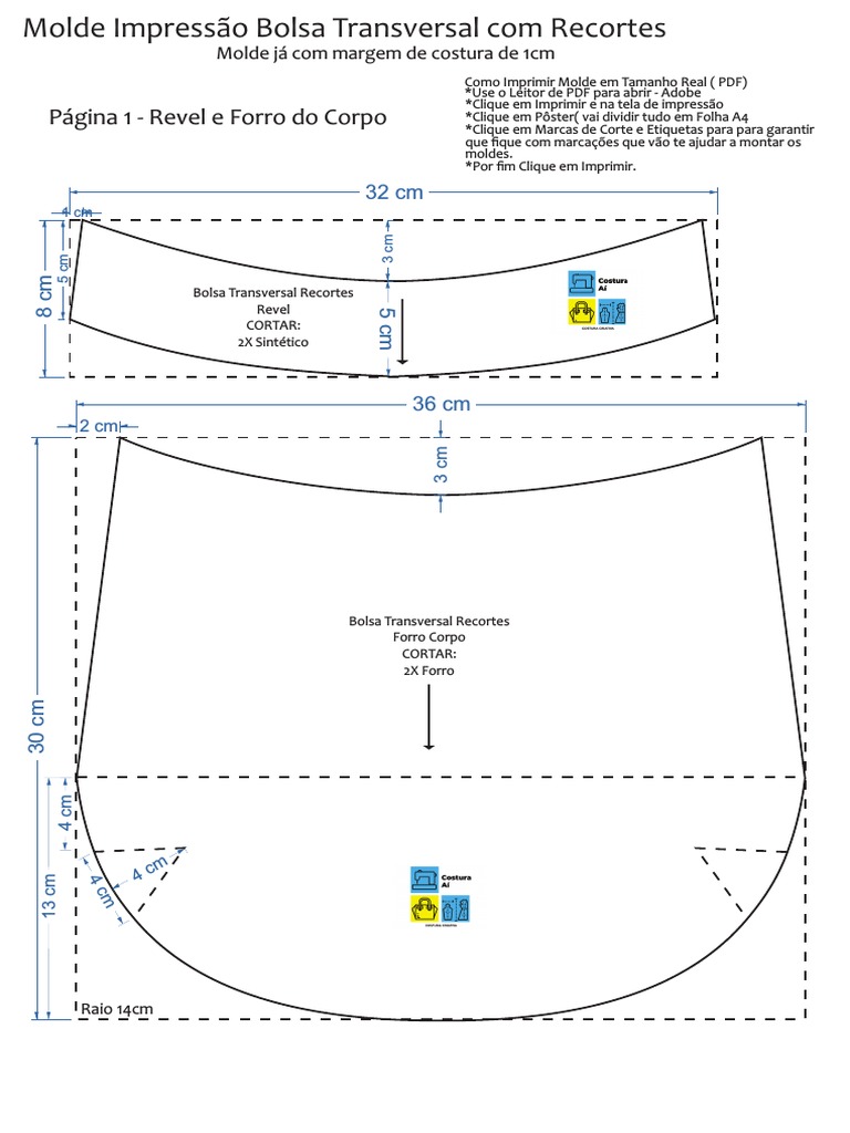 Molde Bolsa Transversal com Recortes | PDF