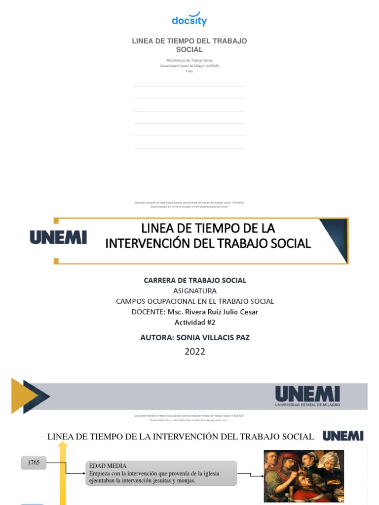 Docsity Linea de Tiempo Del Trabajo Social 1 | PDF | Trabajo Social
