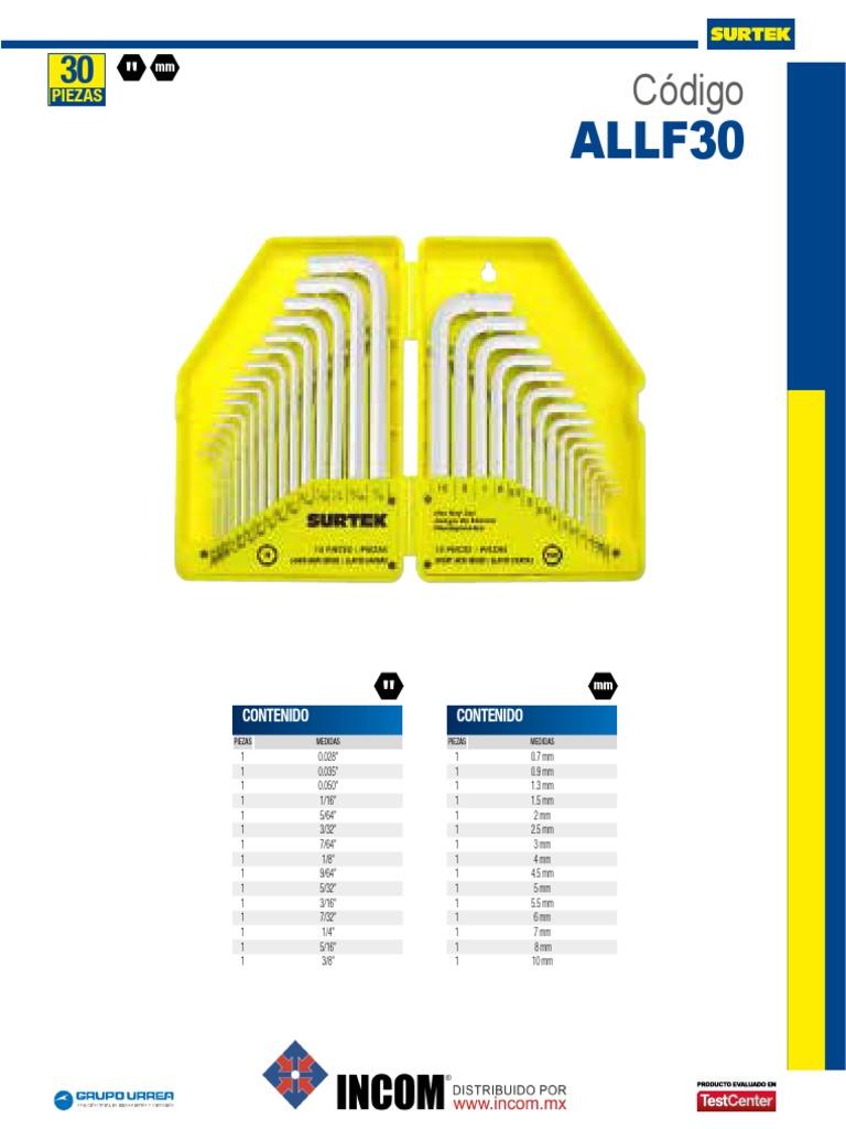 SURTEK ALLF30-Juego de 30 Llaves Allen | PDF