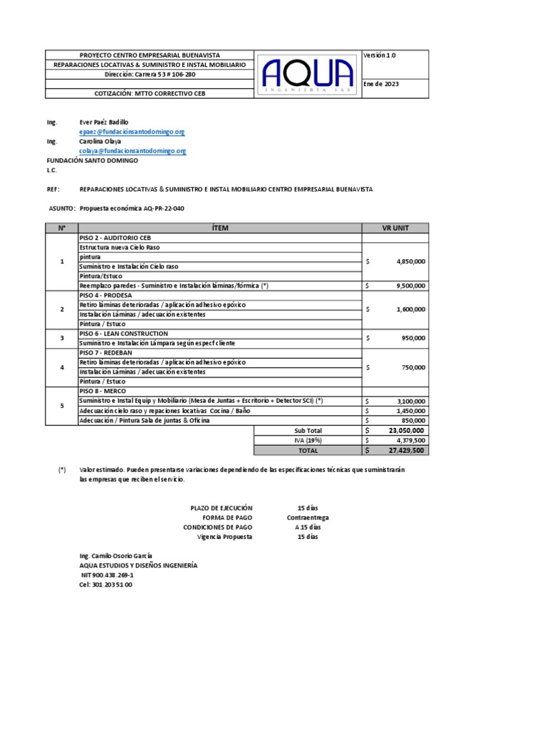 AQ-PR-22-040 Reparaciones CEB | PDF