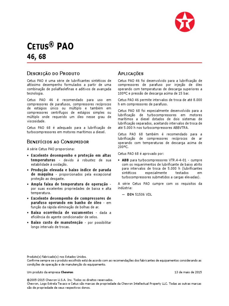 Cetus PAO - 46 2 | PDF | Óleo de motor | Turbocompressor