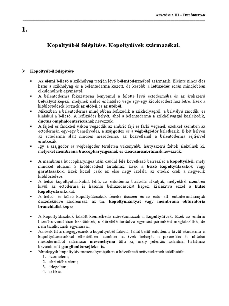 1 Kopoltyúbél Felépítése | PDF