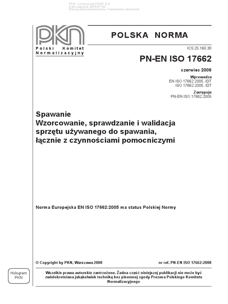 Pn-En Iso 17662 - 2008P | PDF