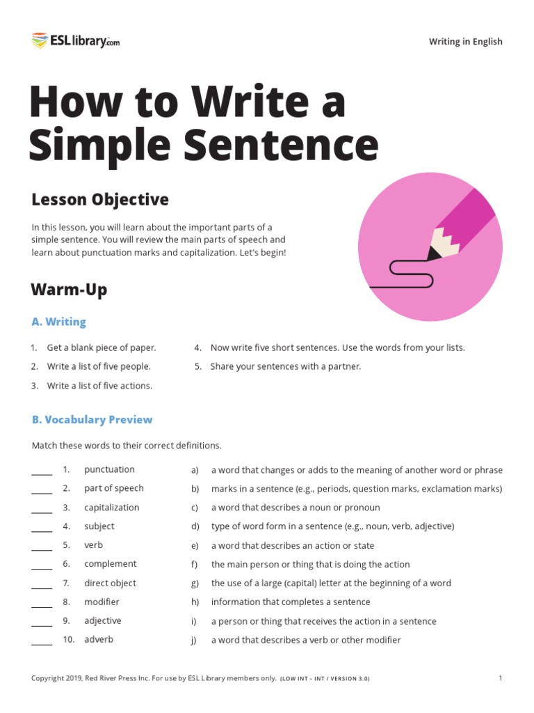 Simple Sentences English | PDF | Noun | Adverb