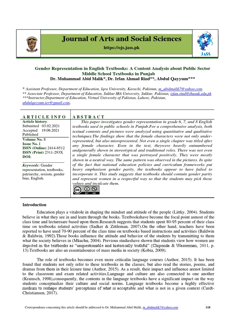 Gender Representation in English Textbooks | PDF | Gender | Gender Studies