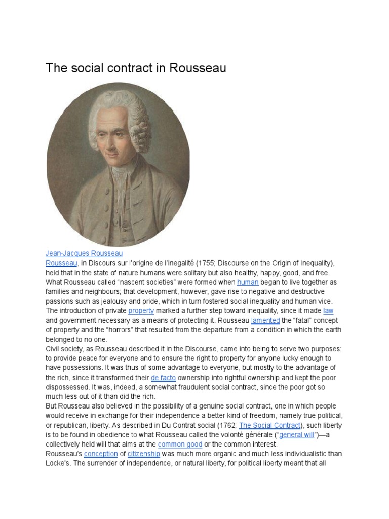 Rousseau's Social Contract Theory | PDF | Market (Economics) | Market ...
