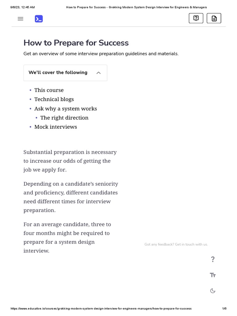 How To Prepare For Success - Grokking Modern System Design Interview For Engineers & Managers ...