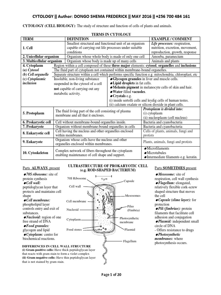 Cytology: Cell Structure & Function | PDF | Cell Membrane | Cell (Biology)