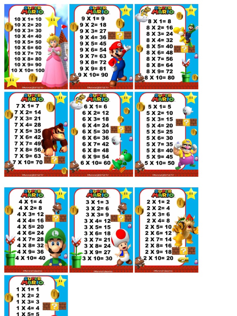 Tablas De Multiplicar Mario Pdf