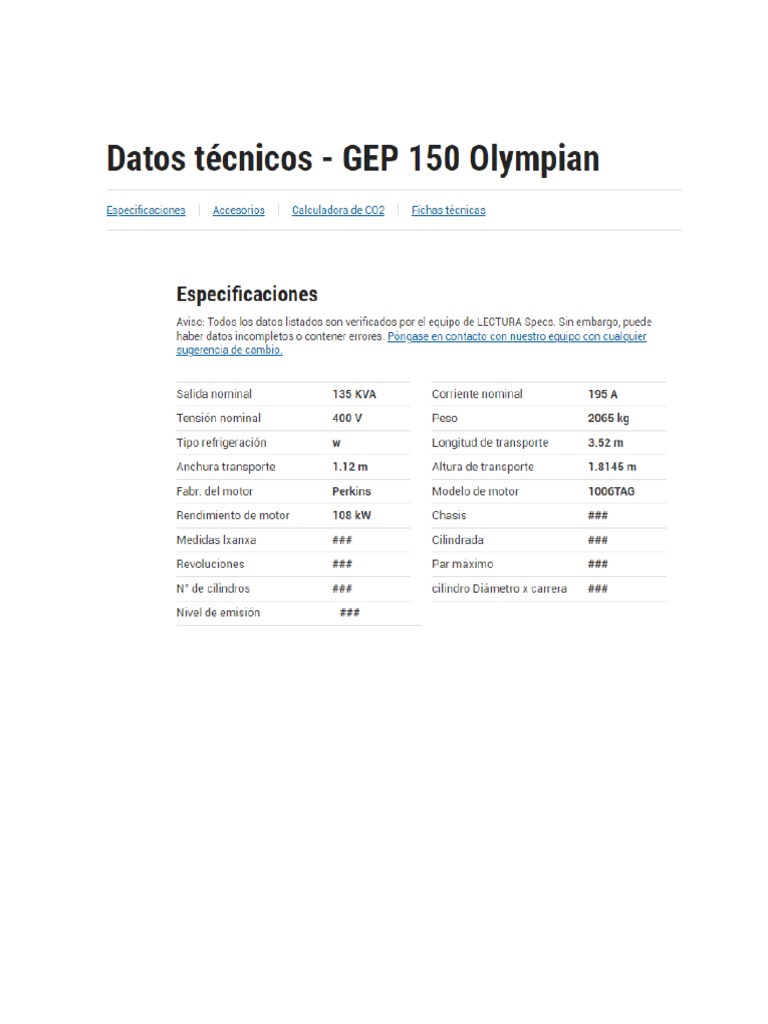 Generador Olympian GEP 150 | PDF