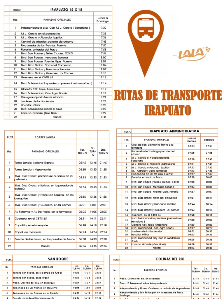 Rutas de Transporte en Irapuato 2023 | PDF | México
