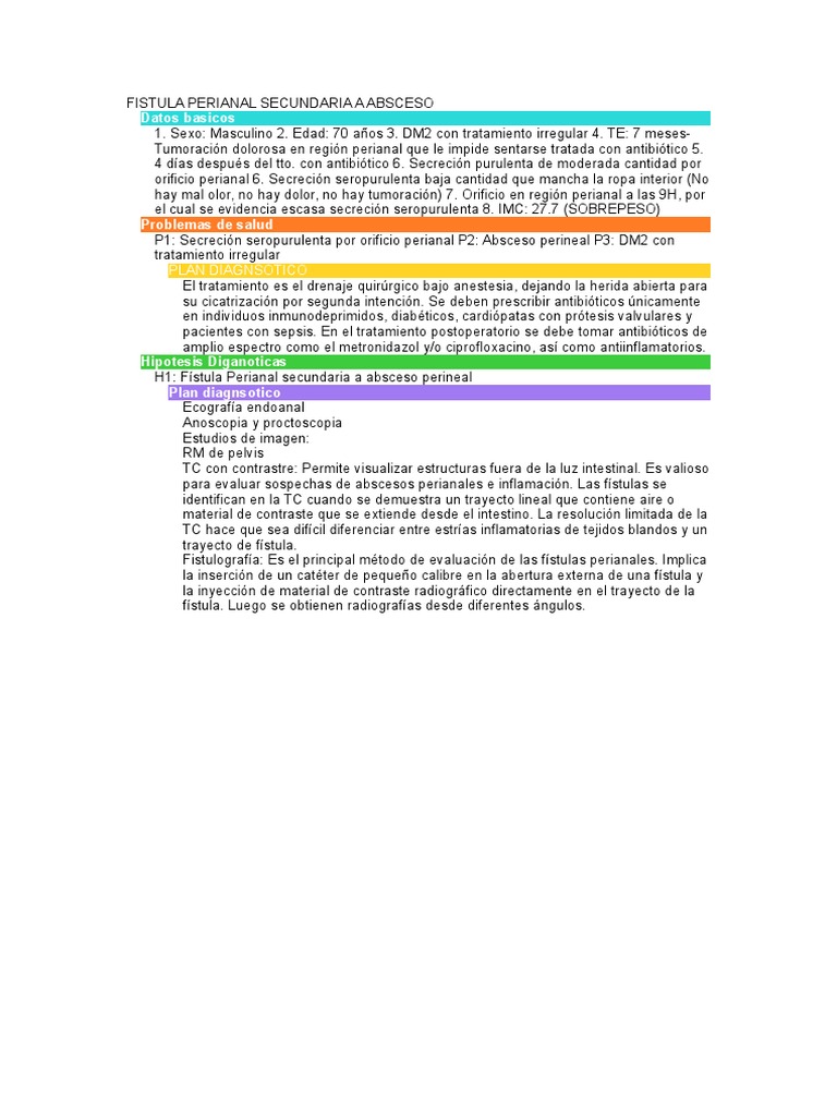 Fístula Perianal Secundaria a Absceso | PDF