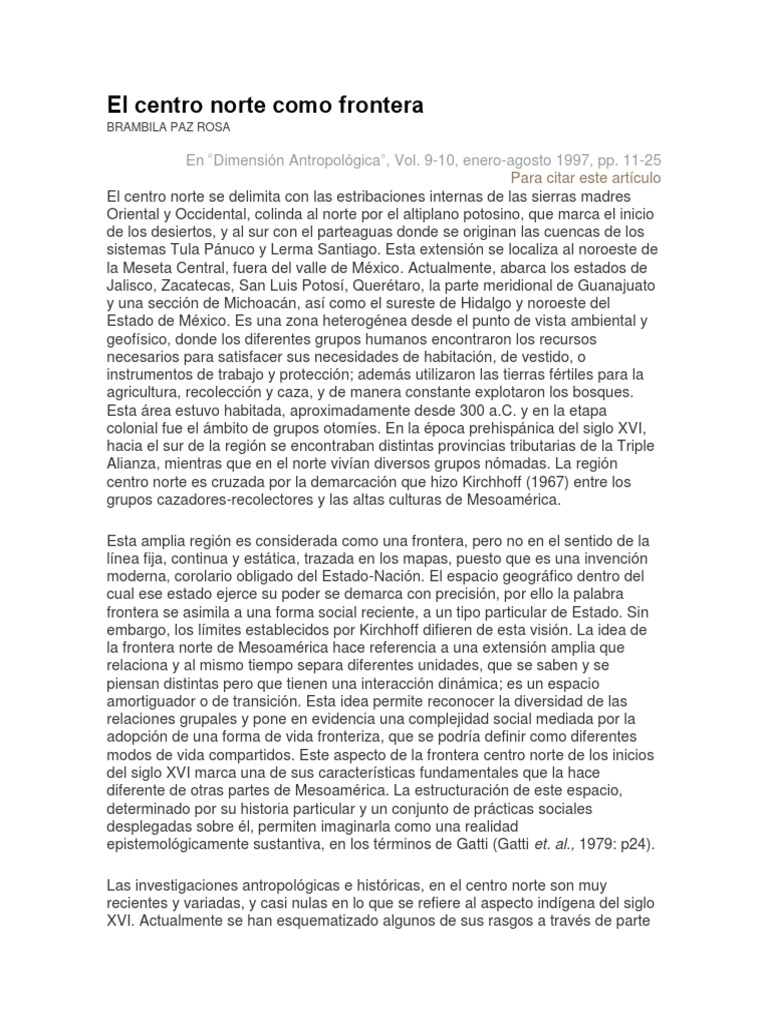 Frontera Centro Norte: Diversidad Cultural | PDF | Mesoamérica | México