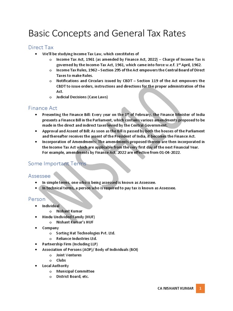 Chapter 1 - Basic Concepts and General Tax Rates | PDF | Taxes ...