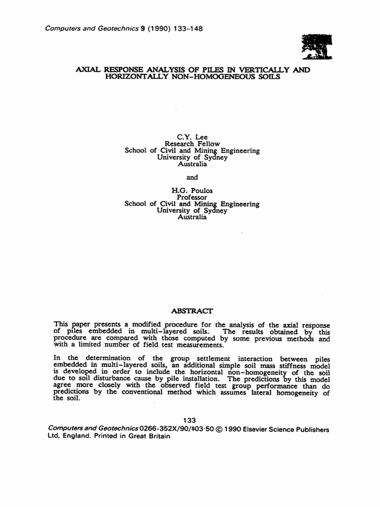 Lee and Poulos - 1990 - Axial Response Analysis of Piles | PDF ...