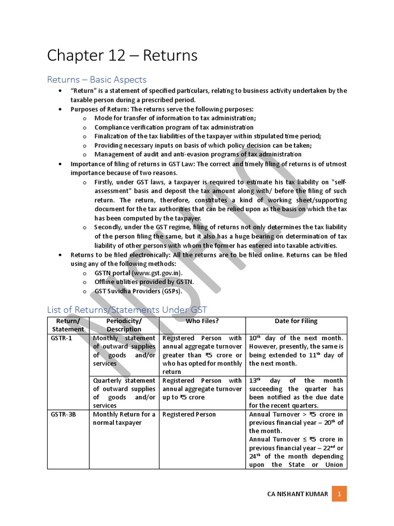 GST Returns: Filing and Compliance | PDF | Invoice | Taxes