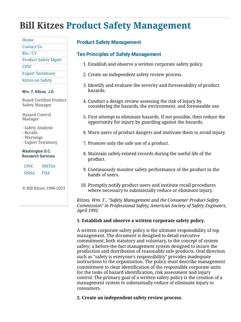 Principles of Safety Management | PDF | Safety | Hazards