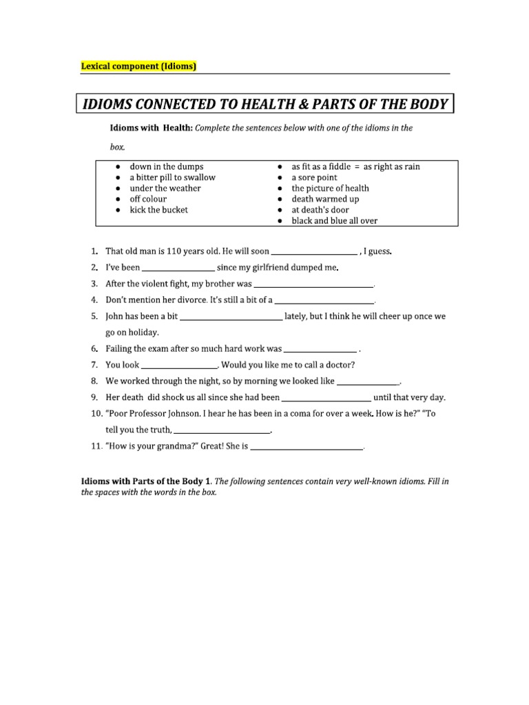 Health Related Idioms | PDF