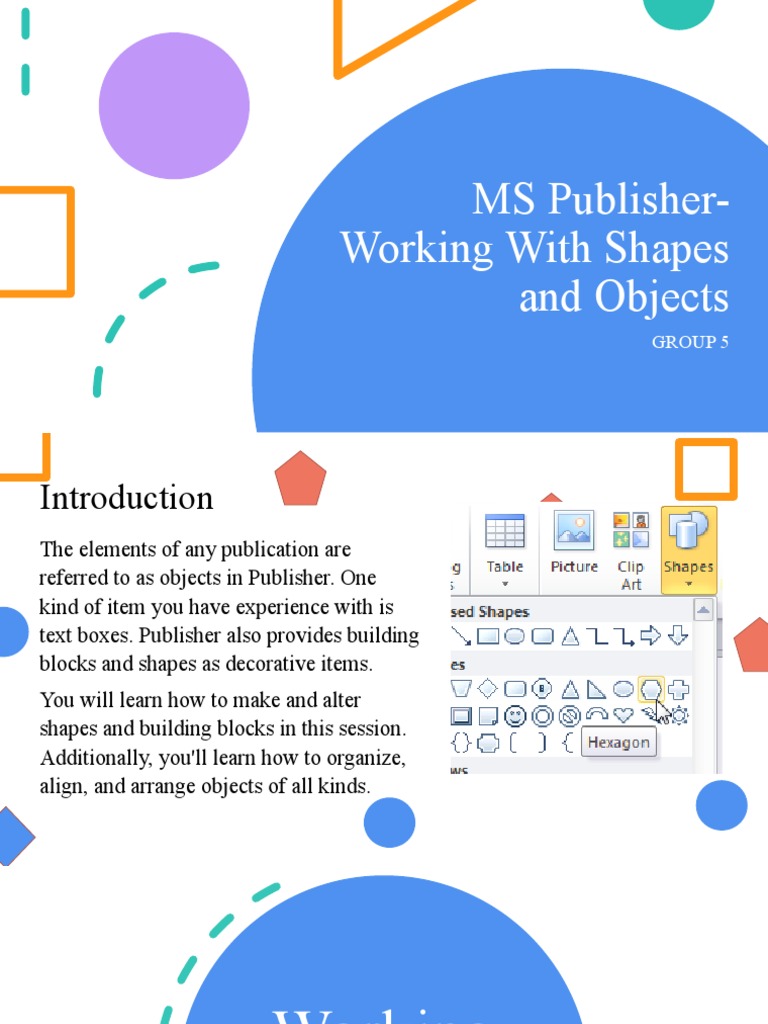 Working with Shapes in MS Publisher | PDF | Menu (Computing) | Advertising