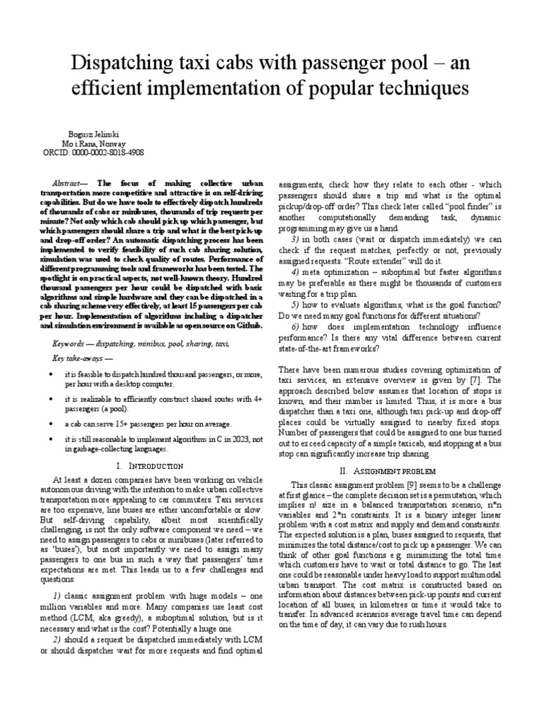 Taxi Dispatch IEEE v2 | PDF | Mathematical Optimization | Bus