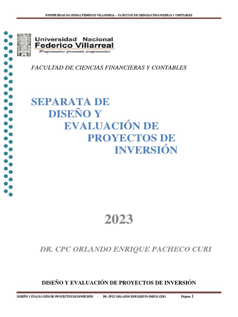 UNIDAD I DISEÑO Y EVALUACION DE PROYECTO | PDF | Tasa interna de retorno | Presupuesto
