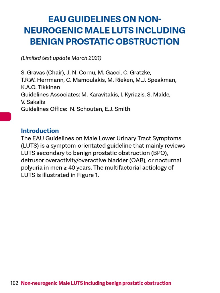 EAU Guidelines: Male LUTS & BPO | PDF | Urinary Incontinence | Prostate