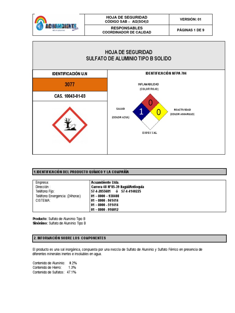 Conoce La Hoja De Seguridad Del Sulfato De Aluminio – UBQGGK