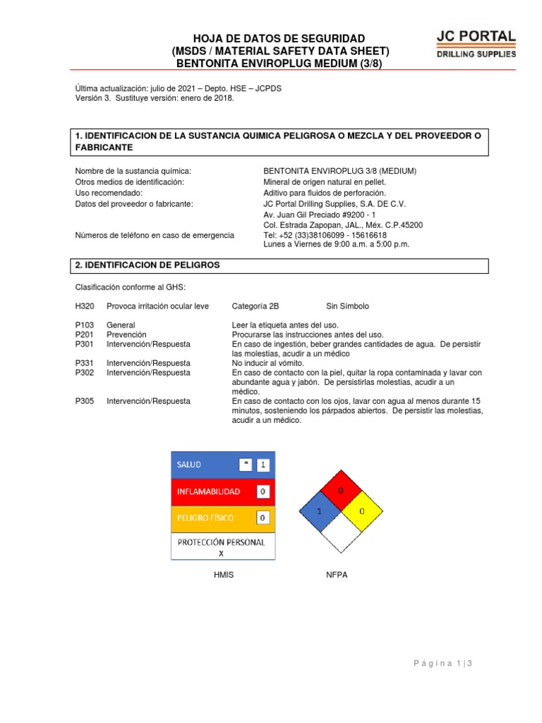 Bentonita Enviroplug Medium 3-8 | PDF | Agua | Química